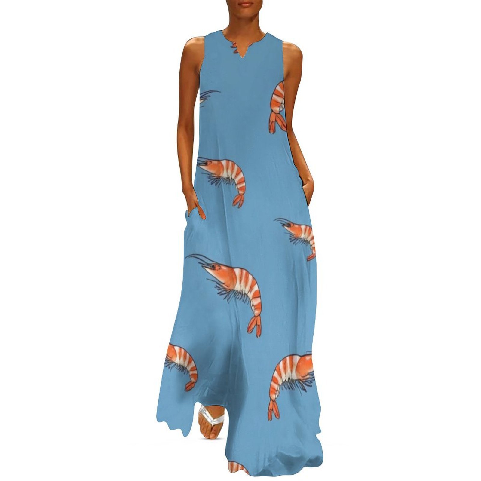 Shrimp Long Dress Women's summer dress women's evening dresses Summer ...