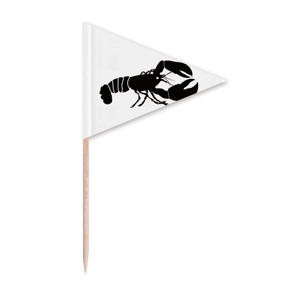 Shrimp Marine Life Black Illustration Toothpick Triangle Cupcake ...