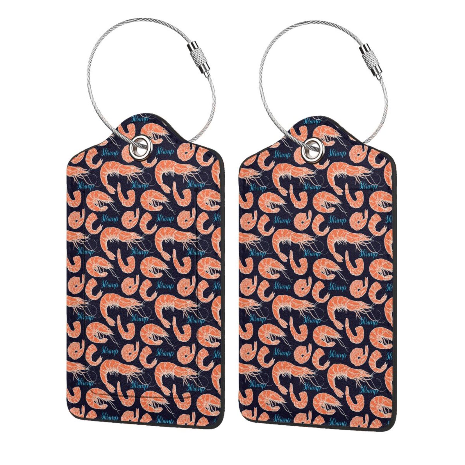 Shrimp Pattern Sea Food Luggage Tags for Suitcase PU Privacy Cover ID ...