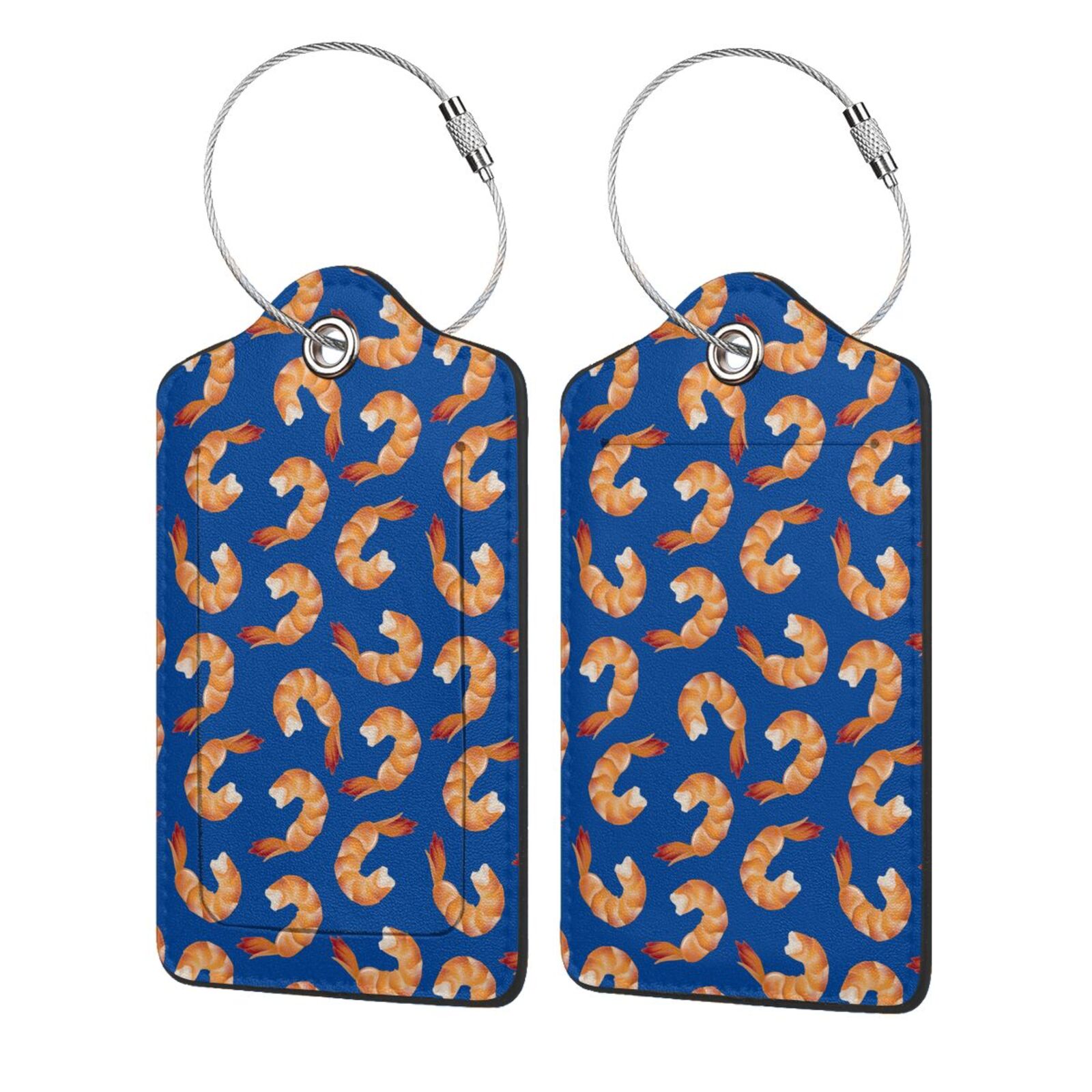 Shrimp Pattern Sea Food Luggage Tags for Suitcase PU Privacy Cover ID ...