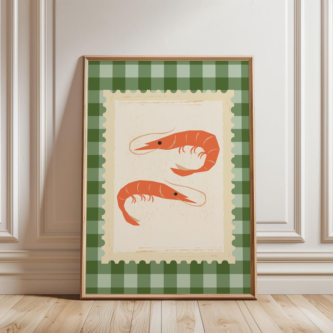 Shrimp Prawn Wall Art Print Coastal Kitchen Decor Nautical Marine Green ...