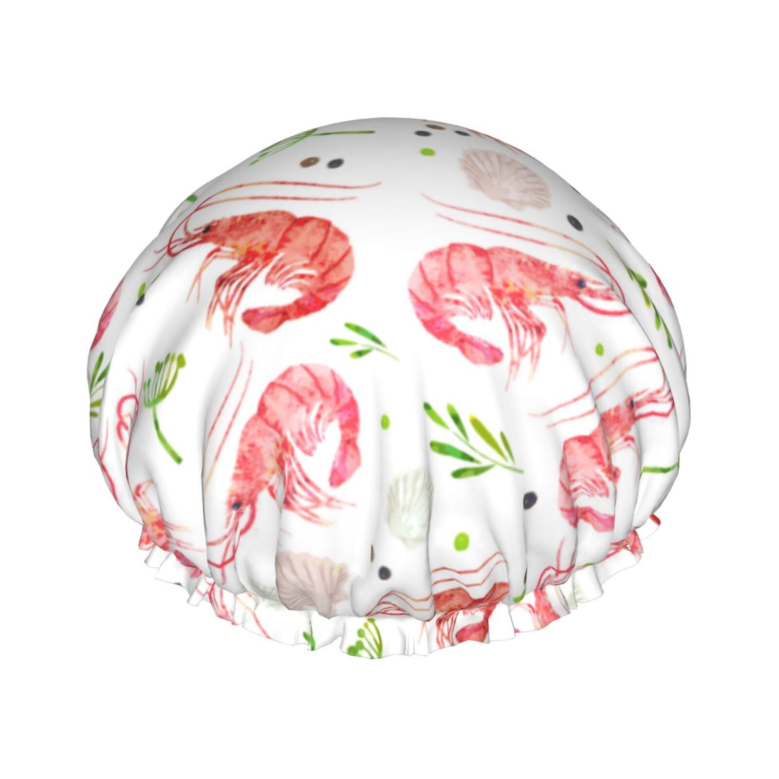 Shrimp Shells Seaweed Shower Cap, Reusable Bath Hair Hat for all Hair ...