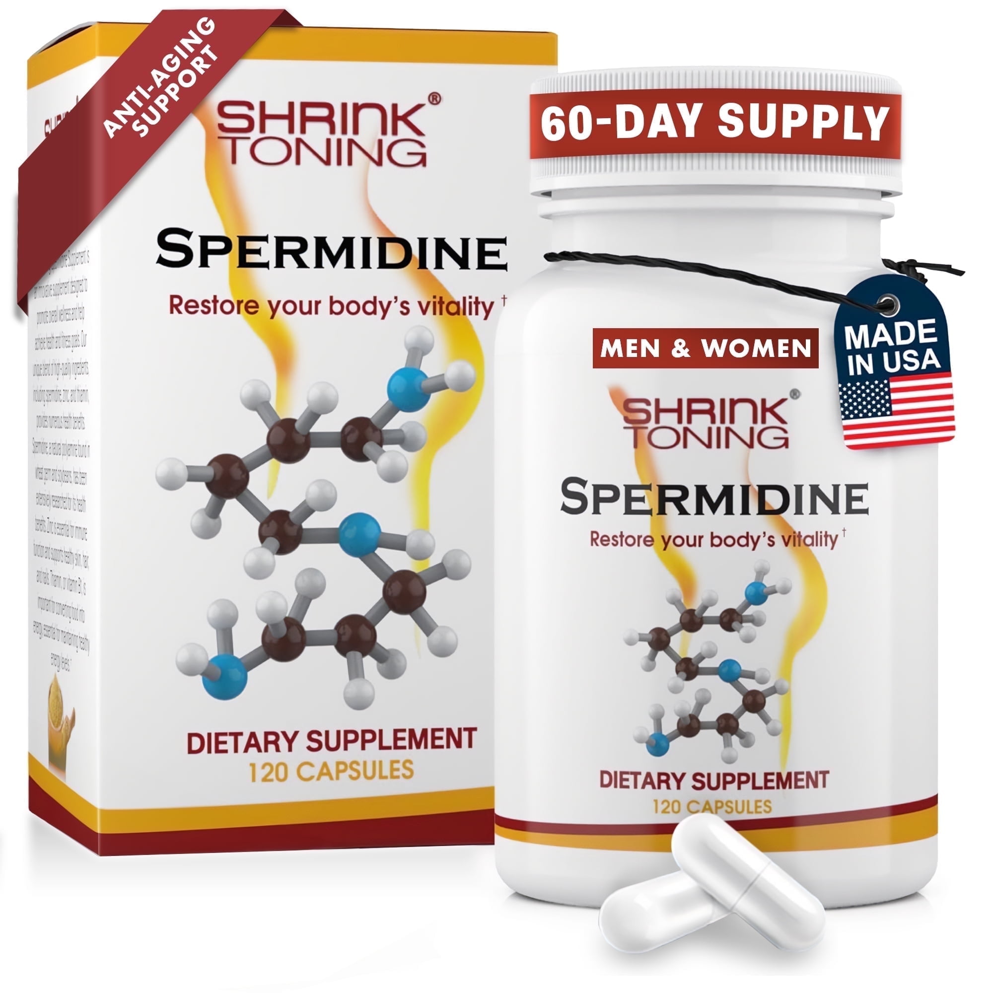 Shrink Spermidine Supplements, 120 Vegan Capsules, Polyamine Support ...