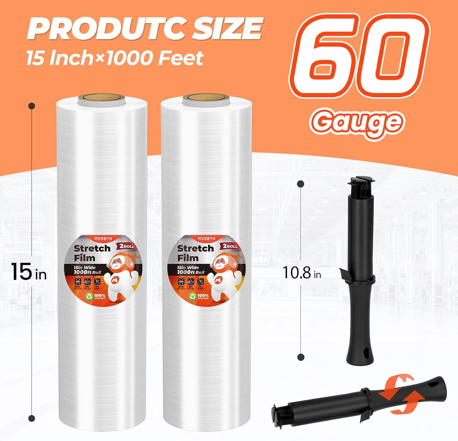 Shrink Wrap, Stretch Wrap with Handles, Stretch Film Roll Industrial ...