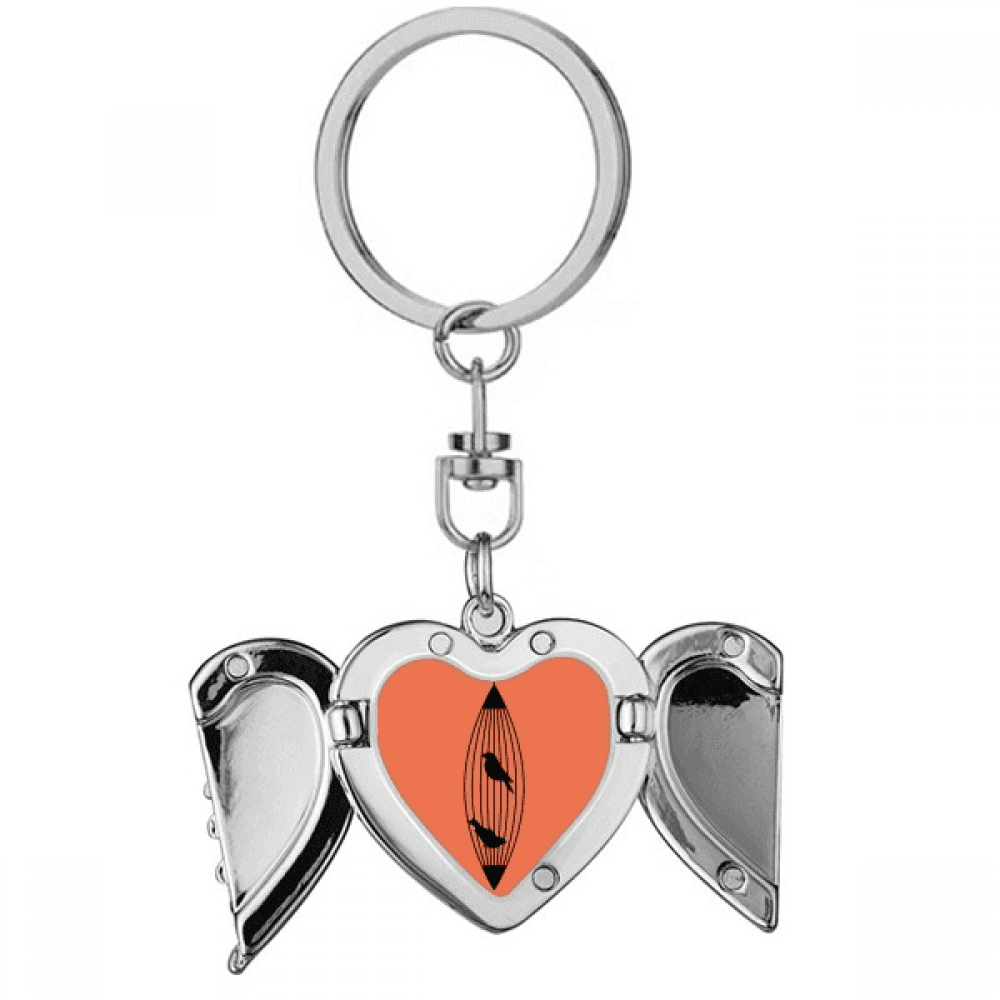 Shrinking Cage Outline Flying Heart Angel Wing Key Chain Holder ...