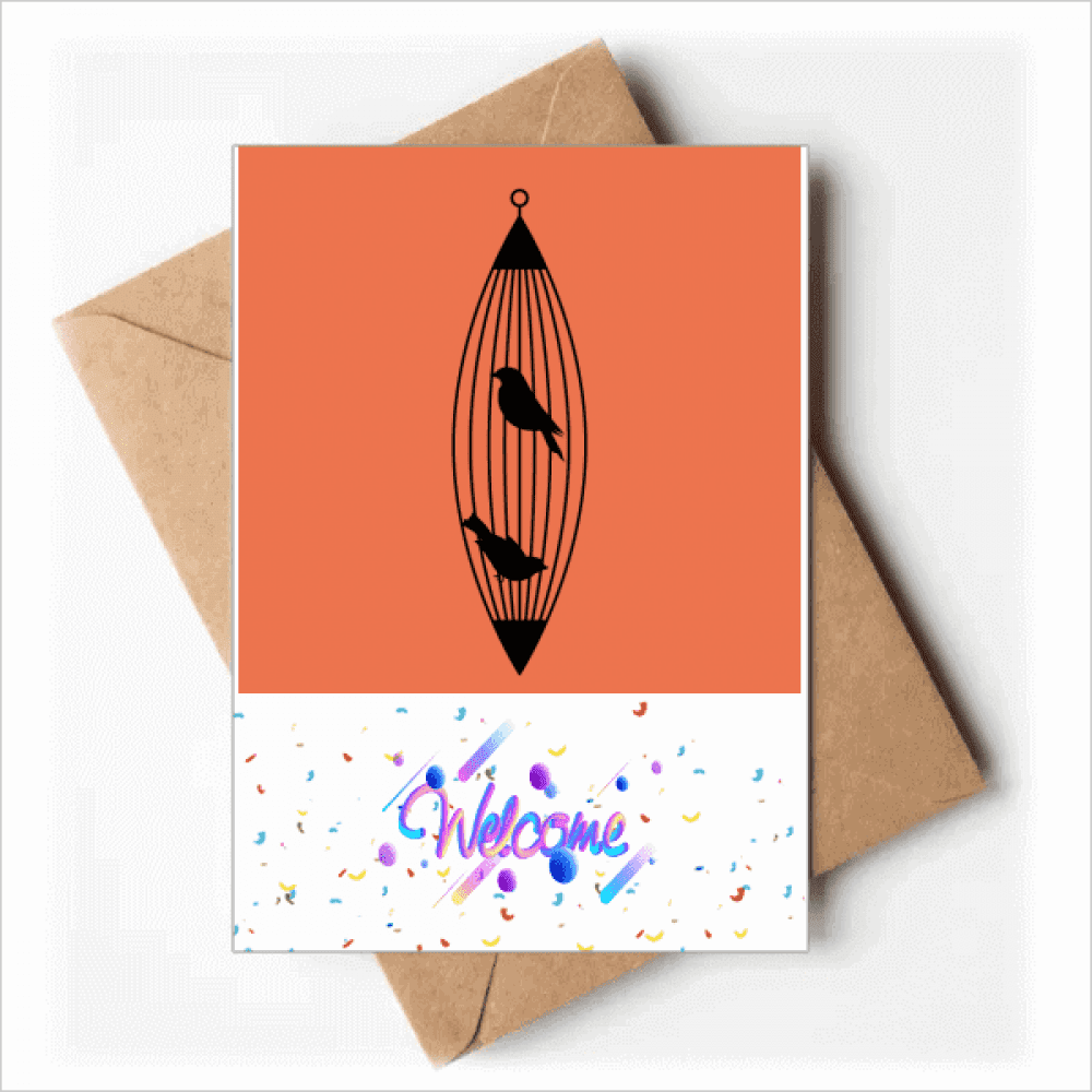 Shrinking Cage Outline Flying Welcome Back Greeting Cards Envelopes ...