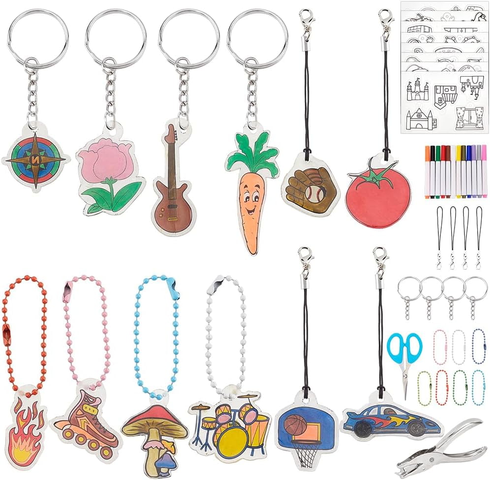 Shrinky Art Kit Home Theme Shrink Paper Keychain Kit 30 Sets Make Your ...
