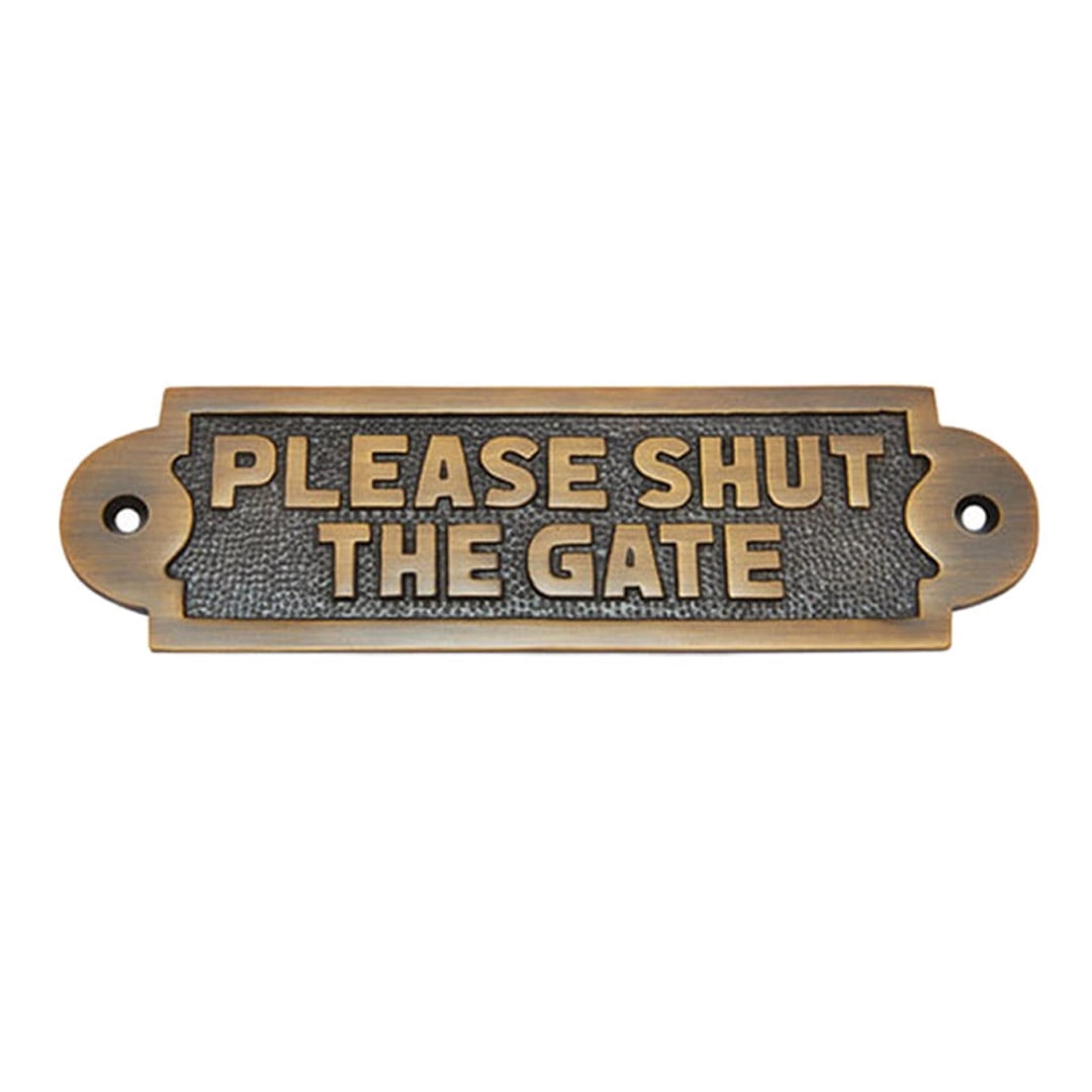 Shristy Hardware "Please Shut The Gate" Brass Door Sign - Walmart.com