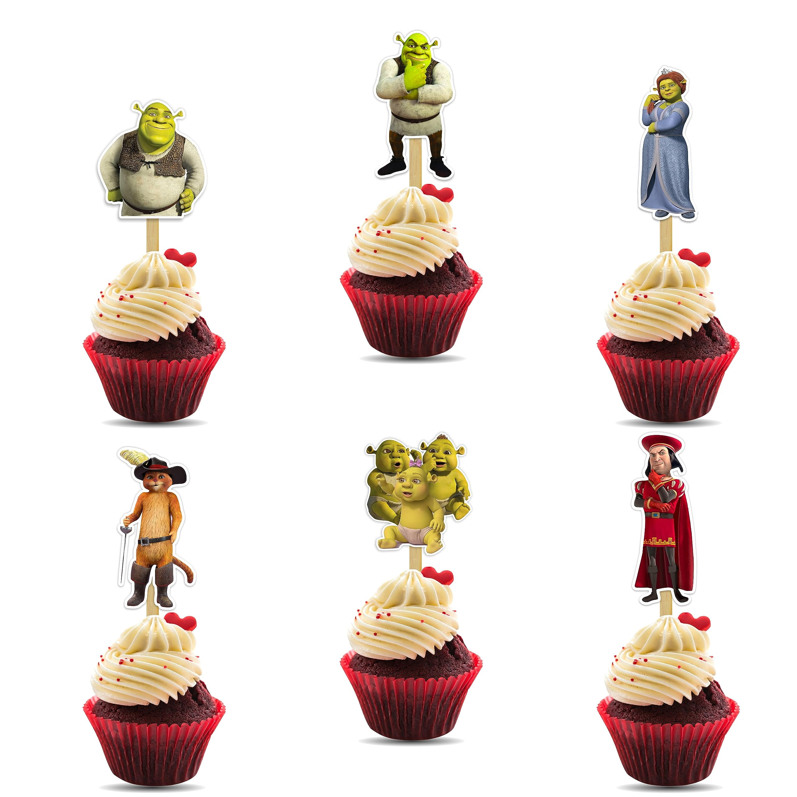 Shrk Cupcake Toppers PresNok - Cute Ogre Themed Birthday Decorations ...