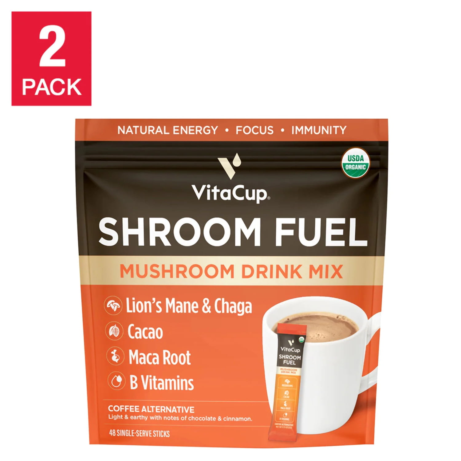 Shroom Fuel Superfood Organic Drink Mix, Mushroom Based Coffee ...