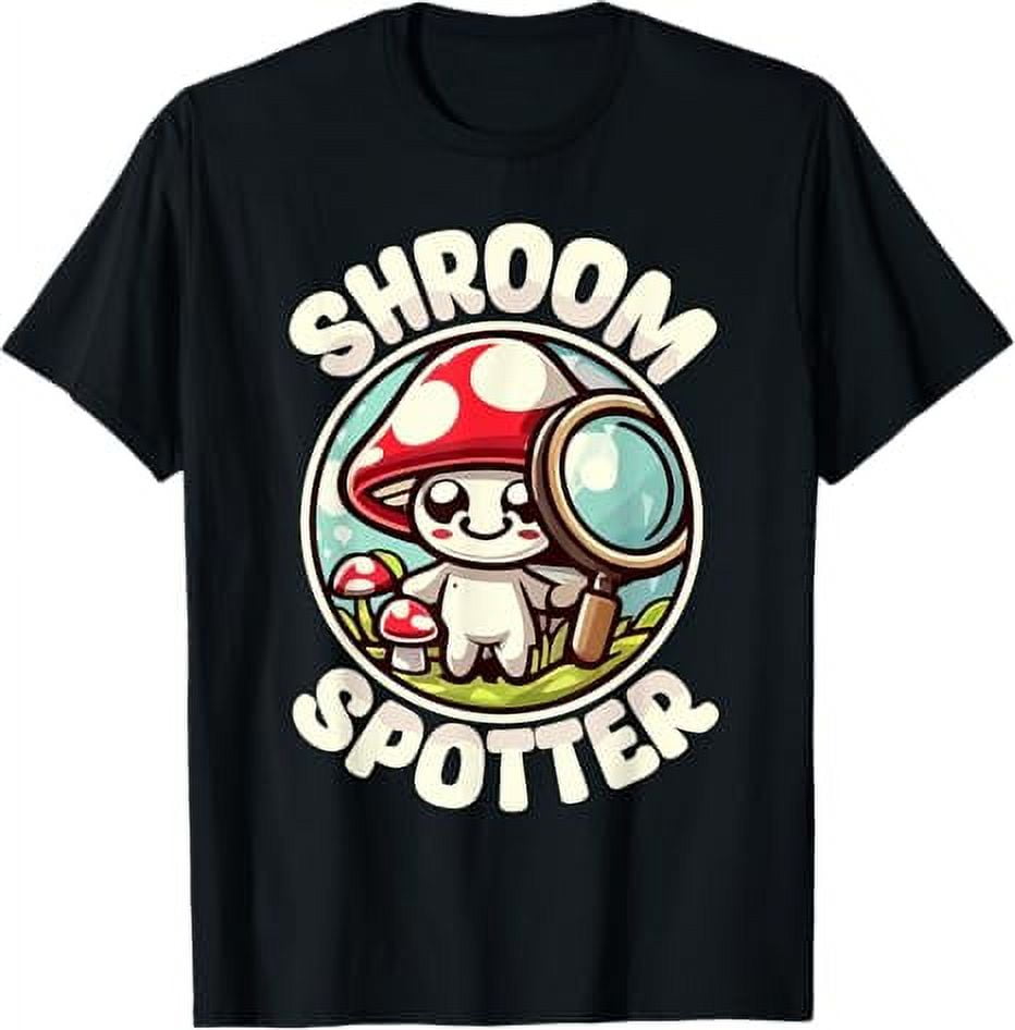Shroom Spotter Cute Mushroom & Magnifying Glass T-Shirt - Walmart.com