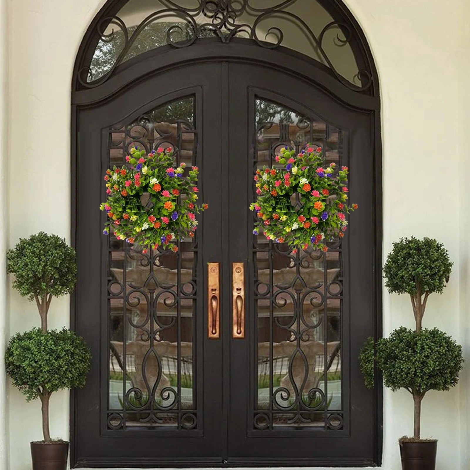 Shrysg【10 Inch Wildflower Wreath】Elegant Entryway Décor for Front Door,Timeless Everyday Wreath ...