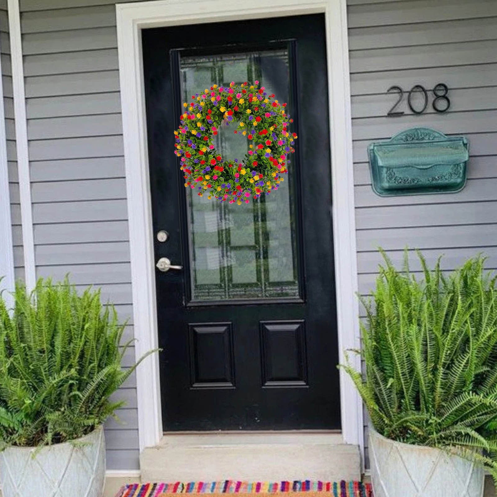 Shrysg【16 Inch Wildflower Wreath】Elegant Entryway Décor for Front Door ...