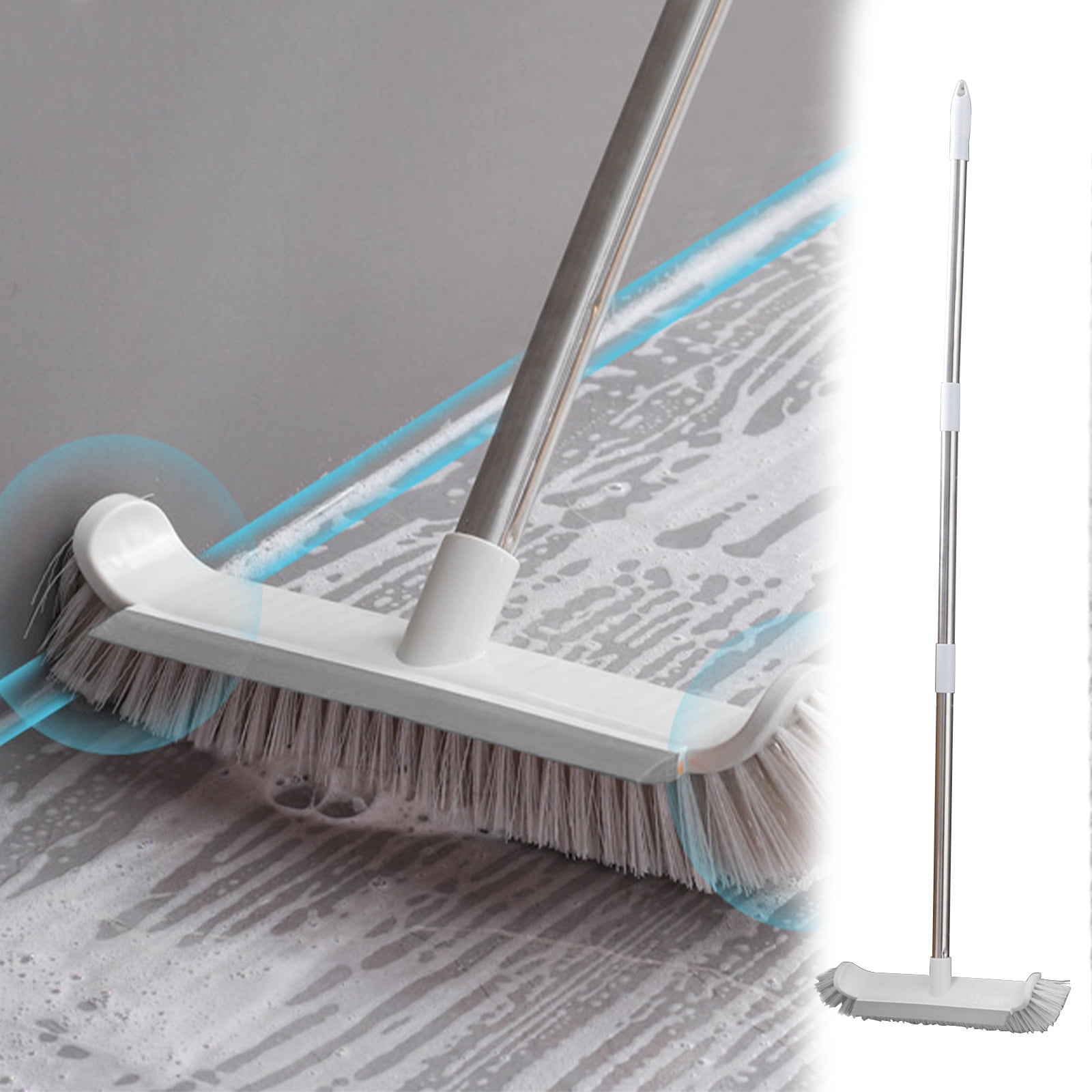 Shrysg Floor Scrub Brush with Long Handle 54''- Stiff Bristle 2 in 1 ...