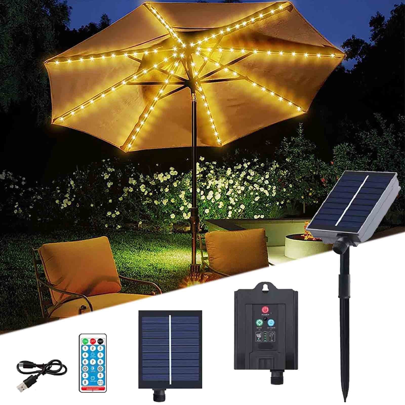 Shrysg Outdoor Tent Light - 8-Mode Solar/USB Clip Umbrella Light - 8H ...