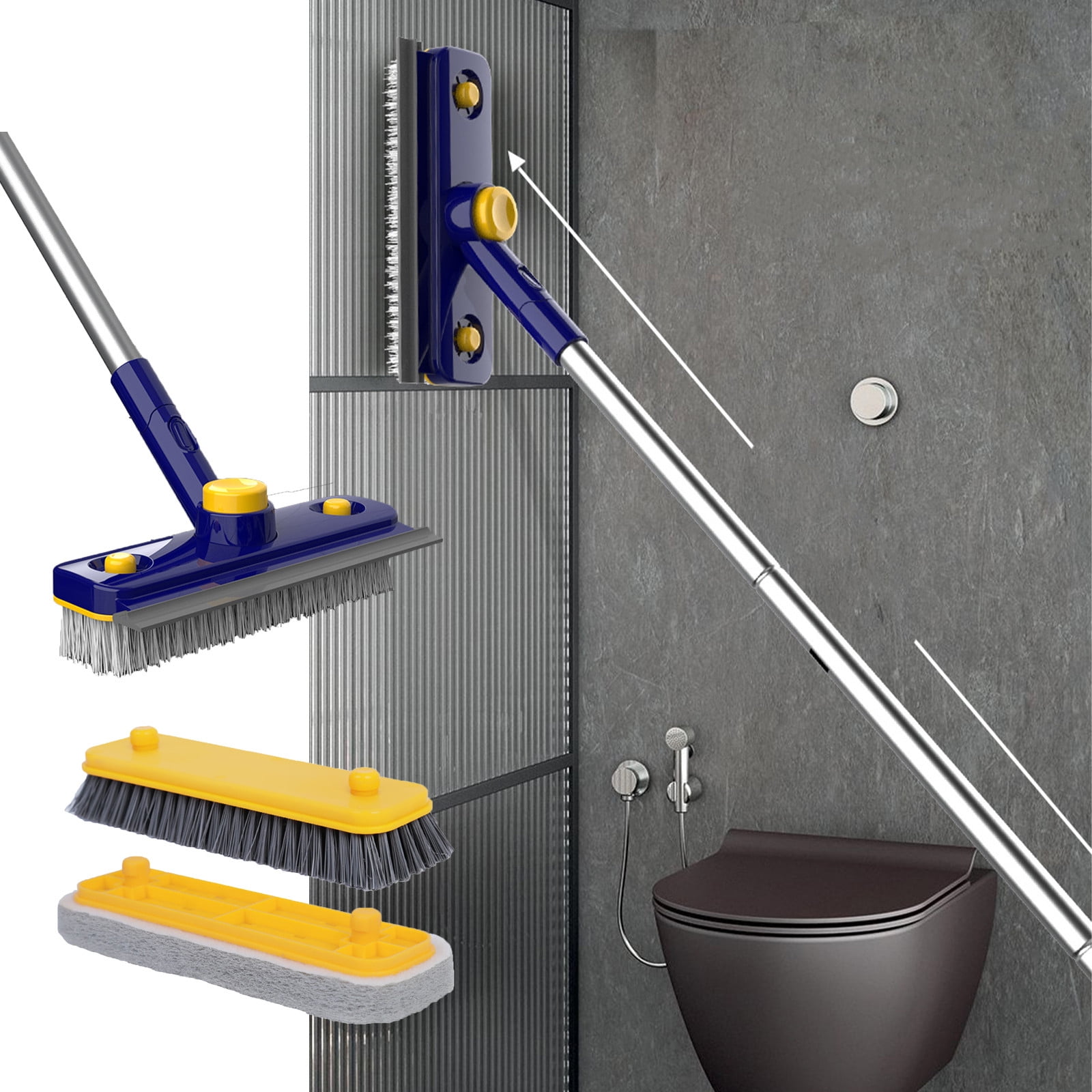 Shrysg Tub Tile Scrub Brush 3 in 1 Shower Brush, 47 Inches Long Handled ...