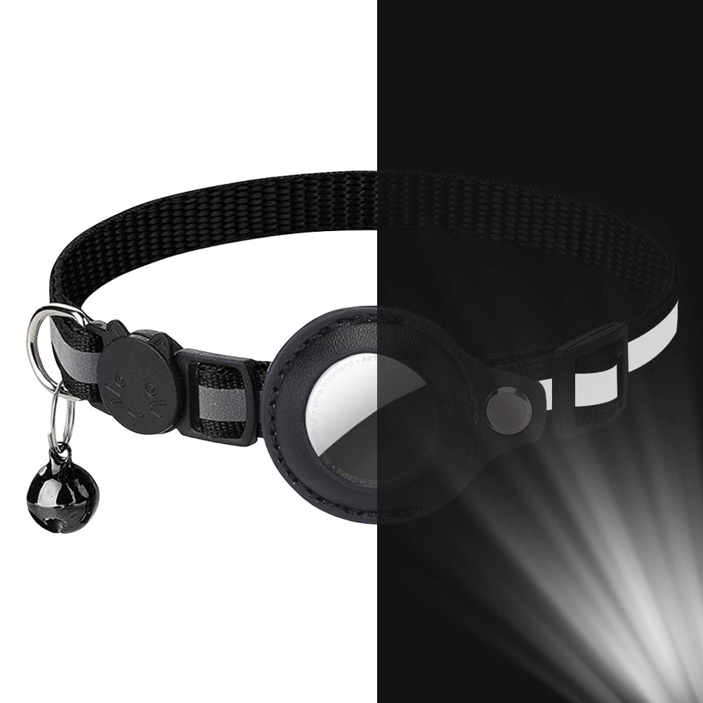 Shtyetg For Apple Airtag Cat Collar Reflective Kitten Collar with Bell ...