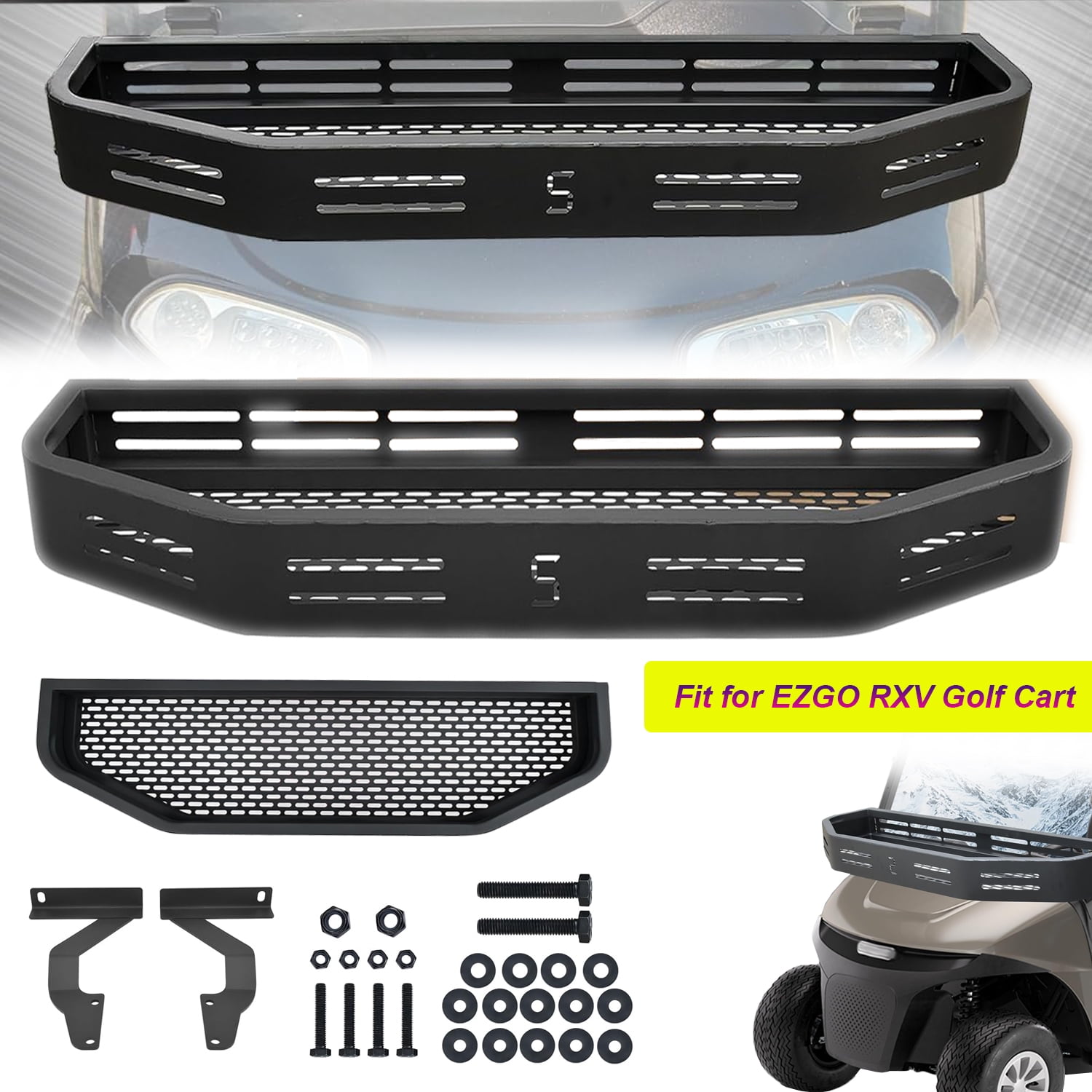 Shu-Ran Golf Cart Front Cargo Basket for EZGO RXV Heavy Duty Steel ...
