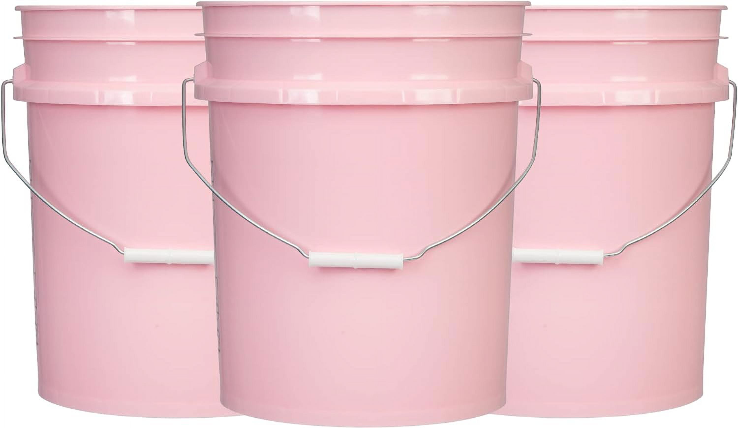 ShuYYun 5 Gallon Pink Food Grade Plastic Storage Bucket (Pack of 3 ...