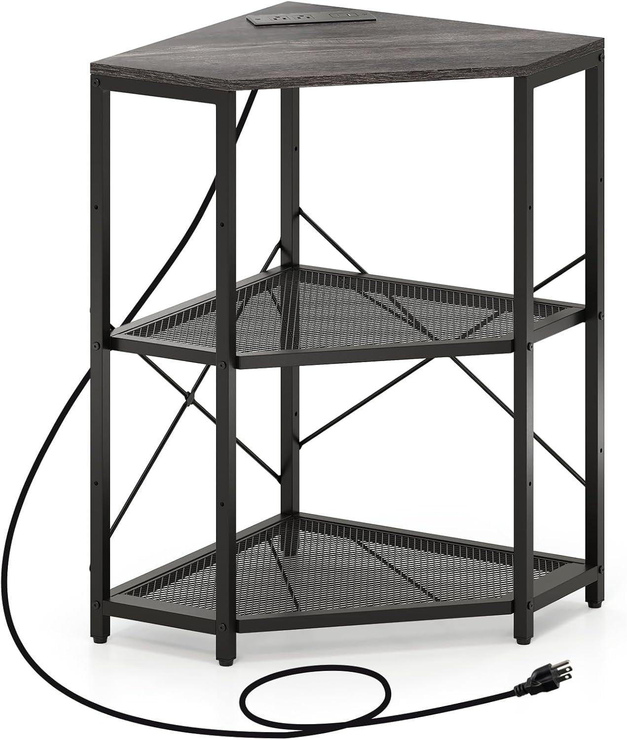 ShuYYun Corner Printer Stand with Power Outlet, 3-Tier Storage Rack ...