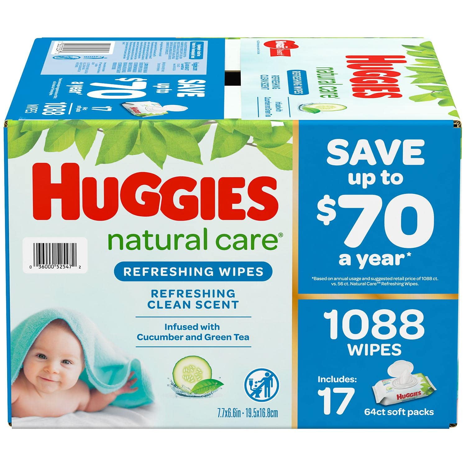 ShuYYun Natural Care Baby Wipe Refill, Refreshing Clean (1,088 Count ...
