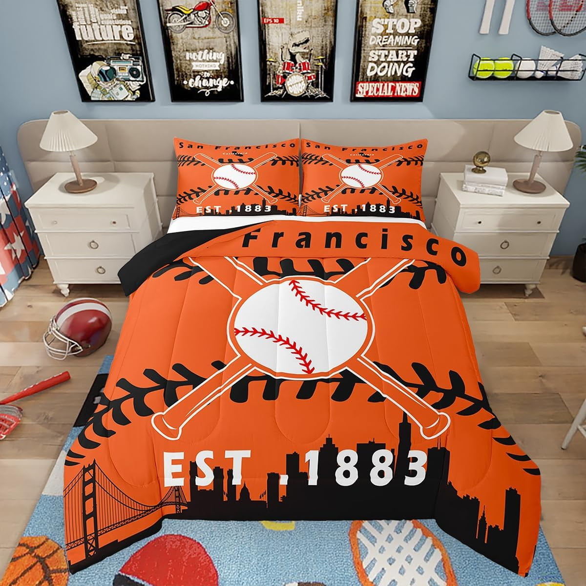 ShuYYun Sports Comforter for Kids Boys Girls,Teen Boy Baseball Bedding ...