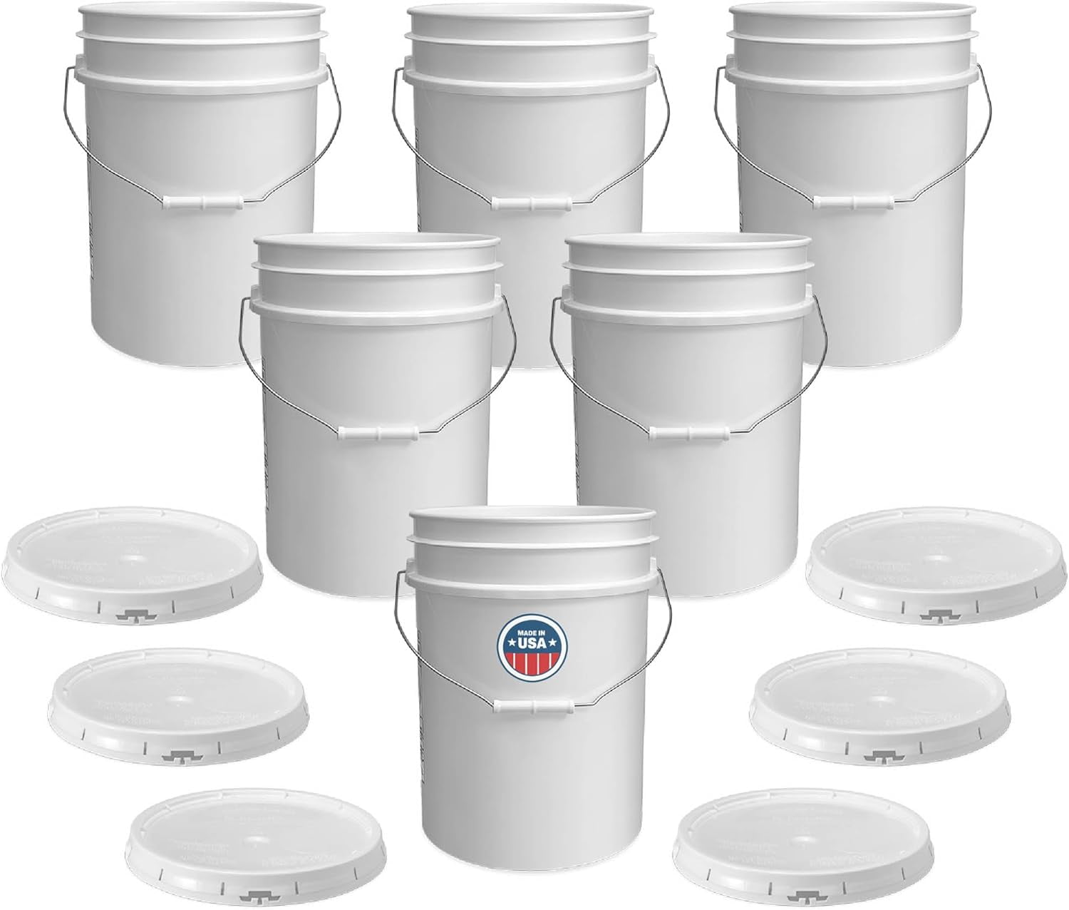 ShuYYun White 5-Gallon Bucket with Lid | Made in USA | Food Grade ...