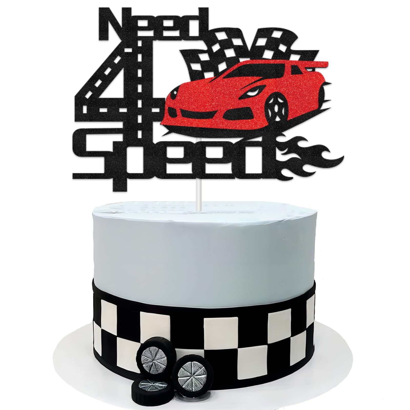 ShuanQ Need FourTRDN Speed Cake Topper - Racing Theme 4th Birthday ...