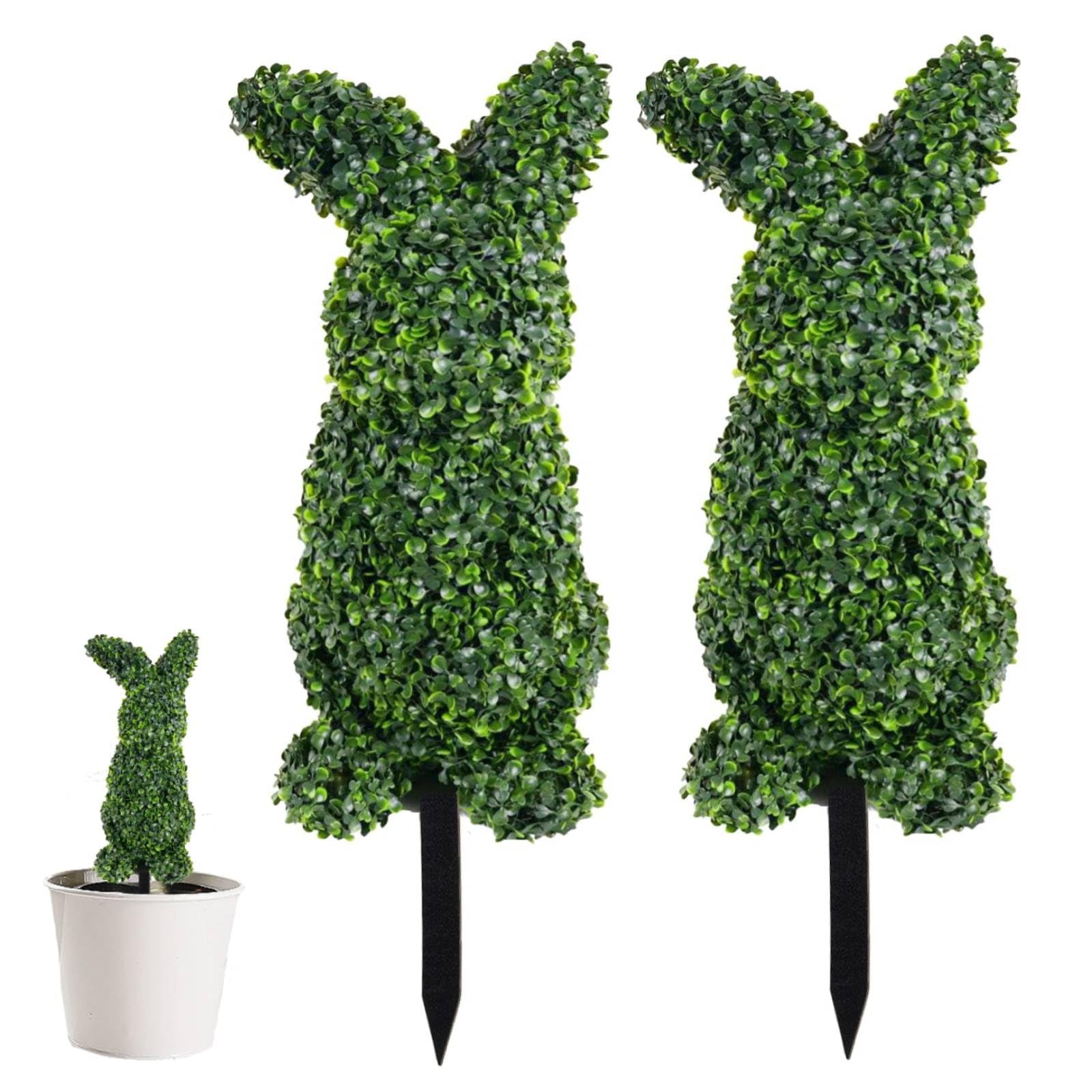 Shuang Bunny Topiary, Green Artificial Bunny-Shaped Topiary Tree Pot ...