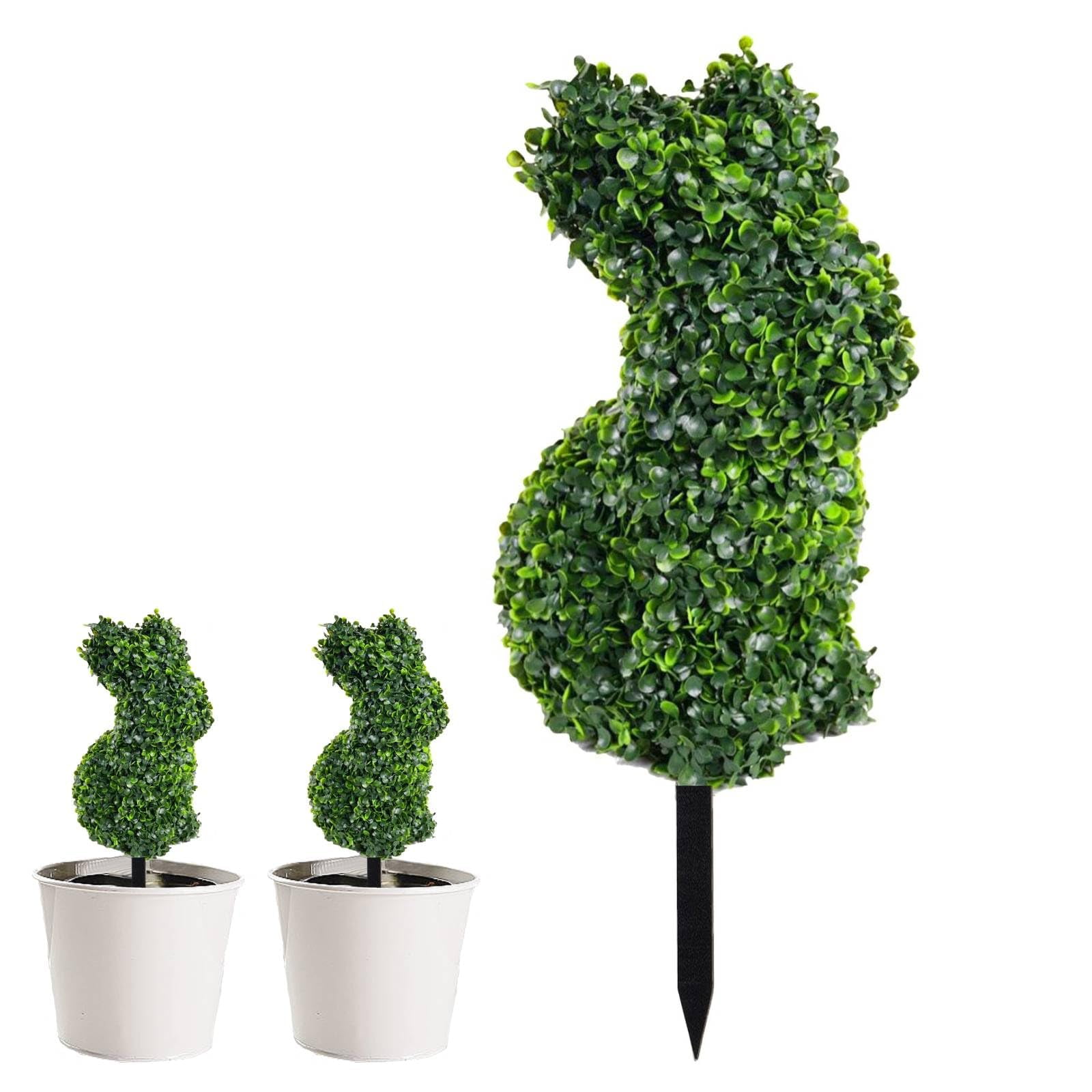 Shuang Bunny Topiary, Green Artificial Bunny-Shaped Topiary Tree Pot ...