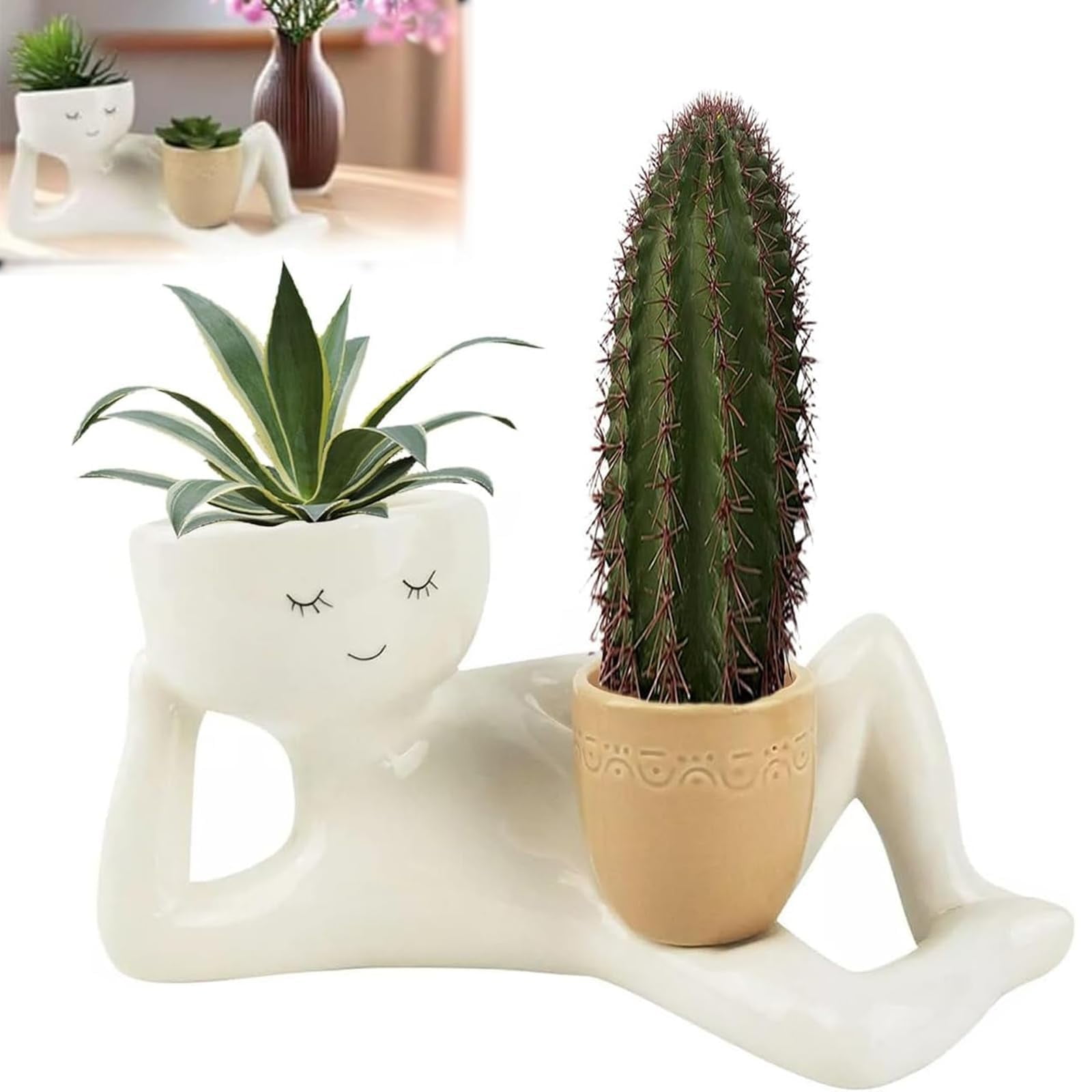 Shuang Lazy Guy Planter, 2025 New Novelty Planter, Funny Planters Smily ...