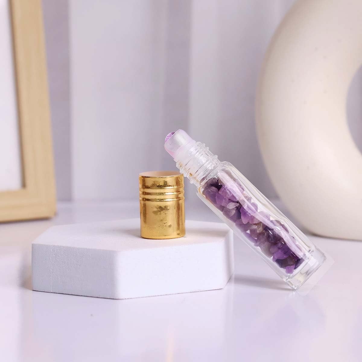 Shubhanjali Amethyst Roller Bottle Face MassagerRoll On Bottle Essential OilsRefillable Roller ...