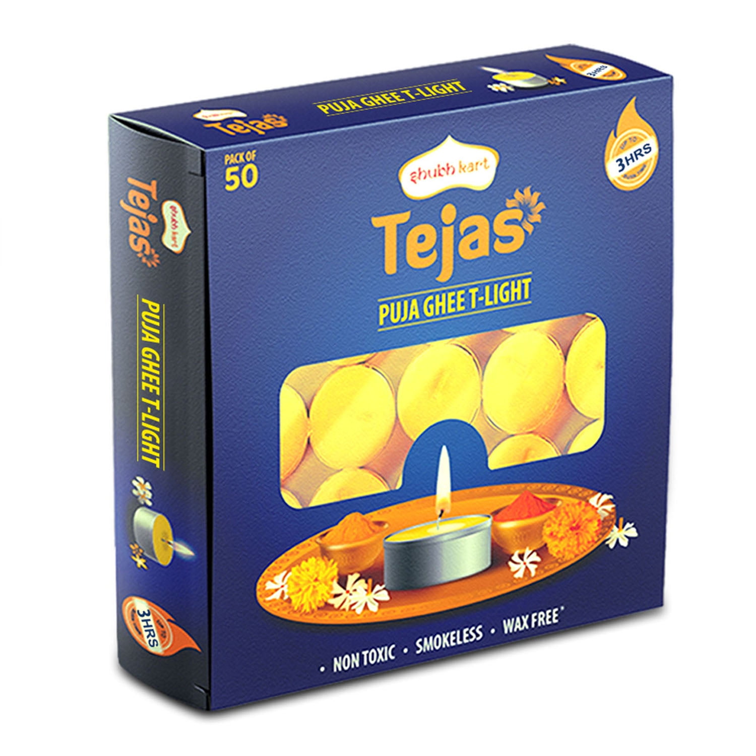 Shubhkart Tejas 50 Piece Pure Ghee Tea light Candle Set - Walmart.com