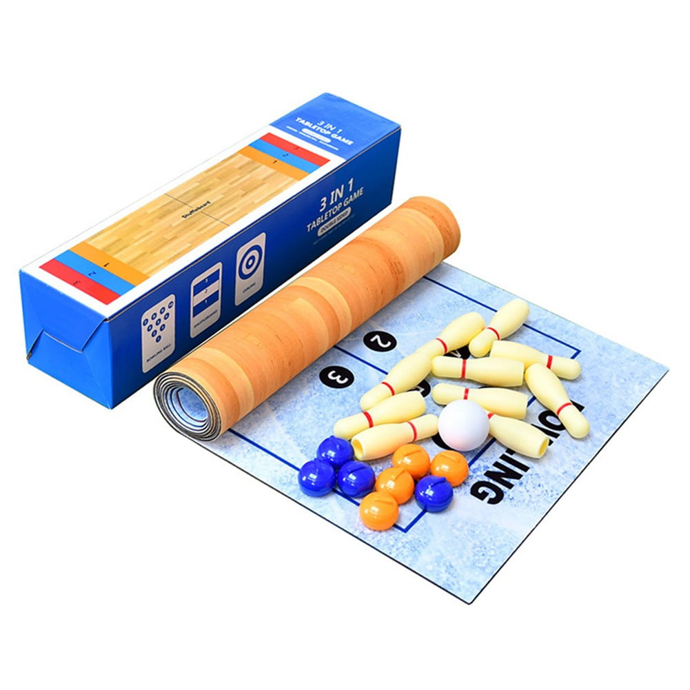 Shuffleboard Curling Bowling 3 in 1 Board Games Tabletop Portable ...