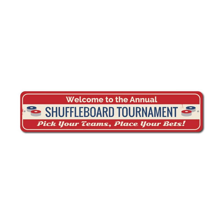 Shuffleboard Tournament Sign Welcome Annual Party Game Winner Metal ...