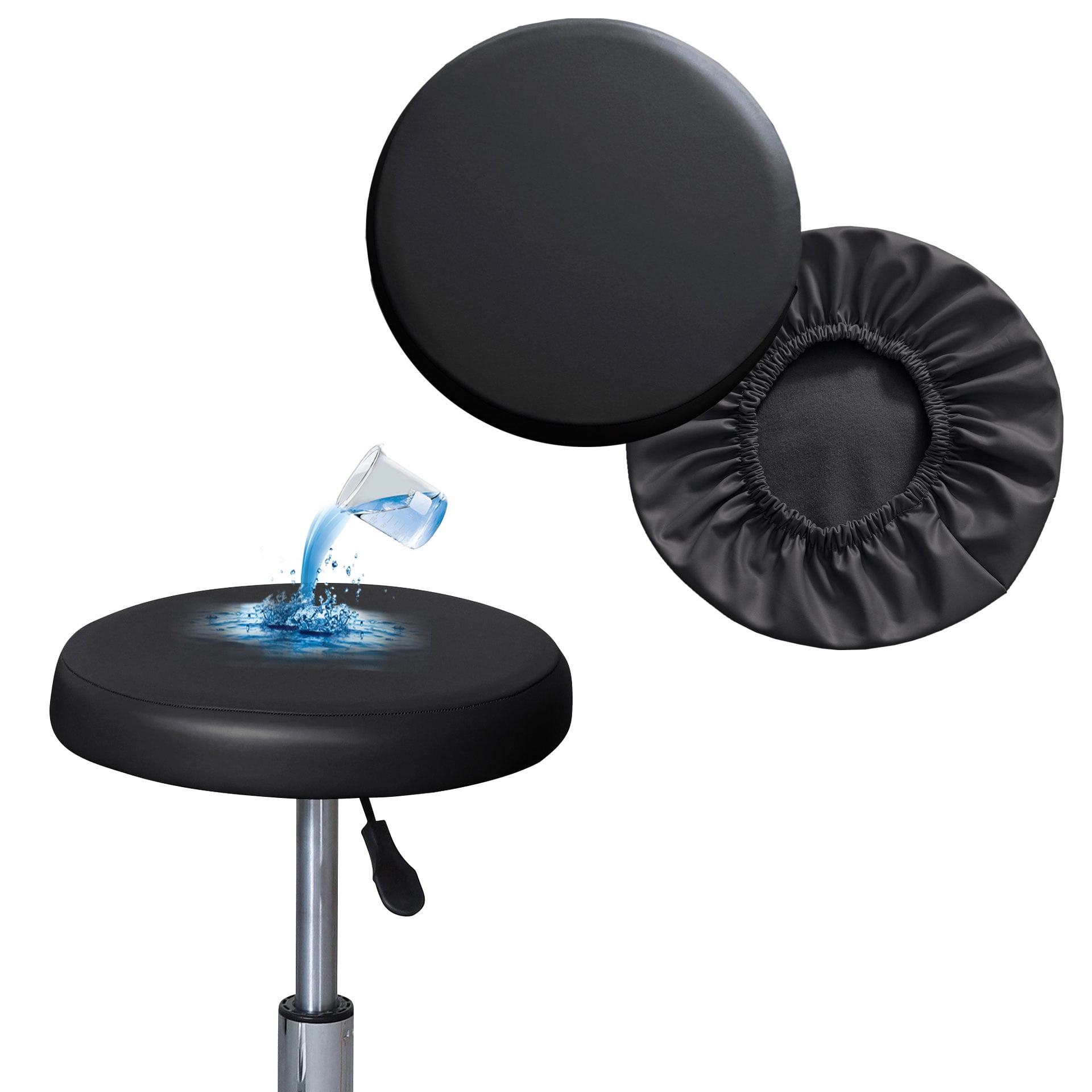 Shukii Stool Covers Round 2 Pack Black XL (16"-18")Stretch Bar Stool ...