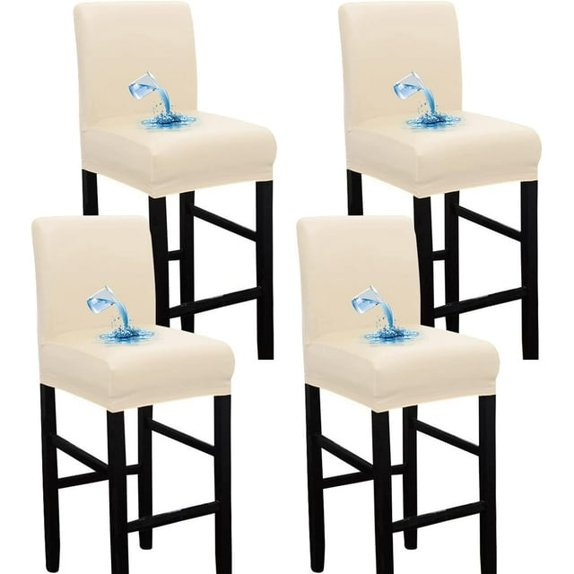 Shukii Waterproof Barstool Covers 4 Pack Stretch PU Leather Bar Stool ...