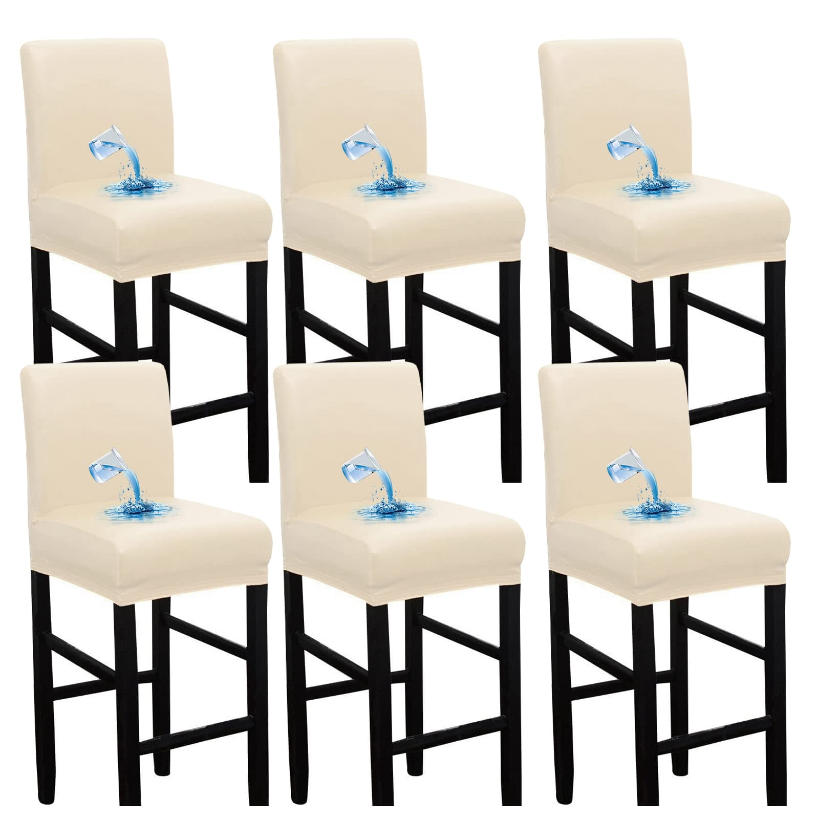 Shukii Waterproof Barstool Covers 6 Pack Stretch PU Leather Bar Stool ...