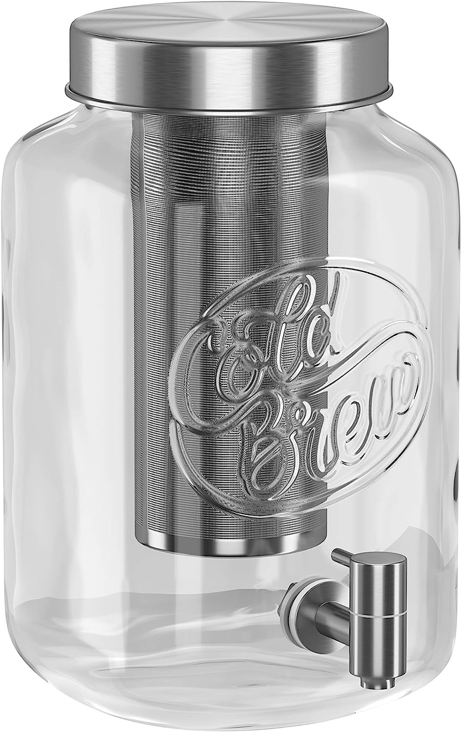 Shukong 1 Gallon Mason Jar Drink Dispenser, Thick Glass Carafe ...