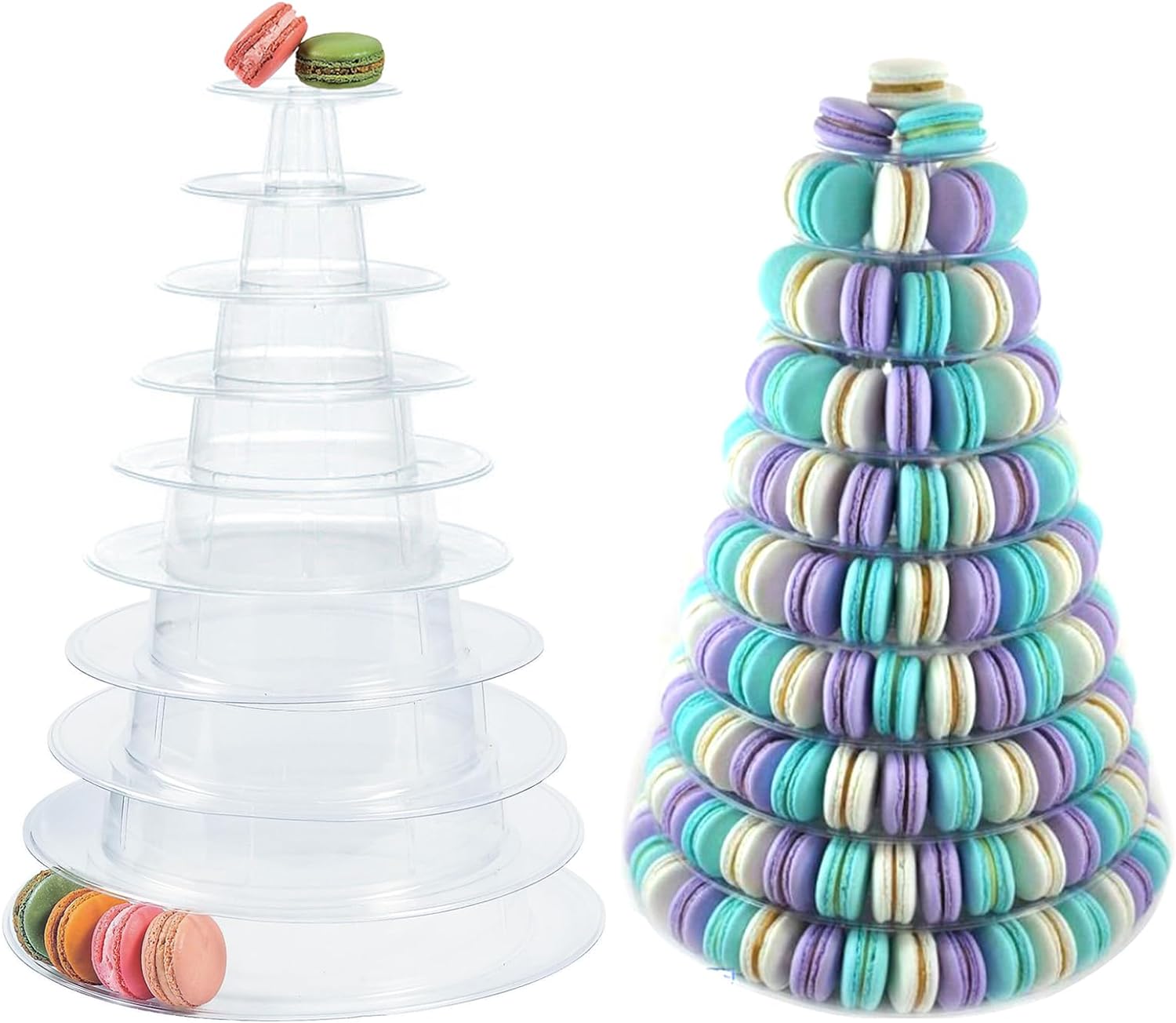 Shukong 10 Tiers Round Macaron Tower Stand Plastic Transparent Cake ...