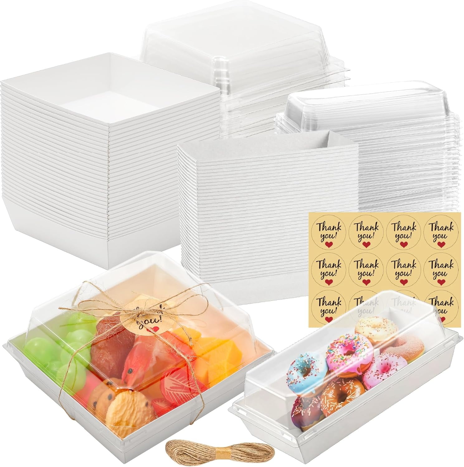 Shukong 100 Pack Small Charcuterie Boxes with Clear Lids - Square and ...