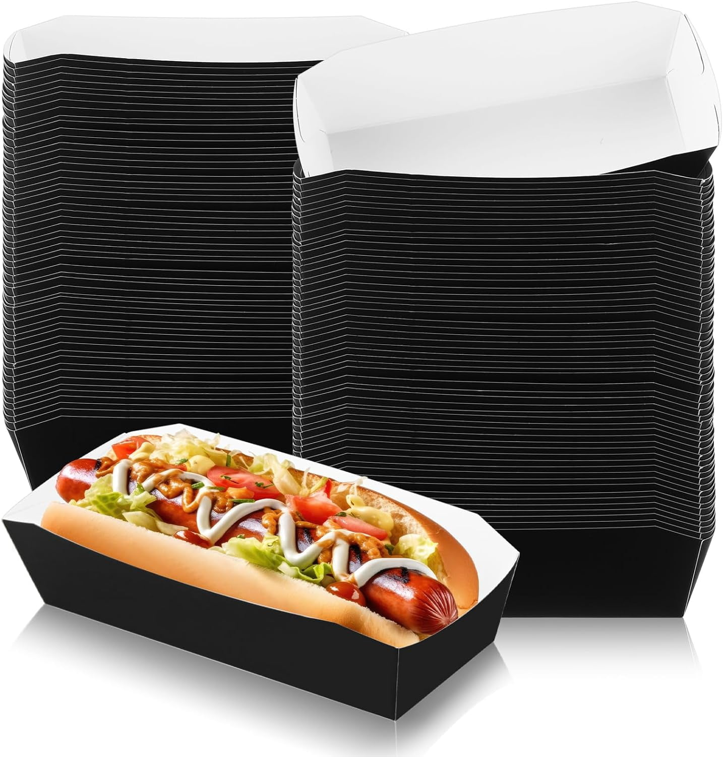 Shukong 100 Pcs 7" Paper Hot Dog Trays Disposable Paper Food Nacho ...