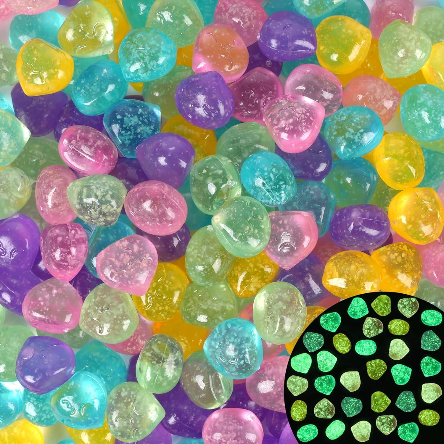 Shukong 100pc Spling Glow Rocks Glow in The D Pebbles Outdoor Glowing ...