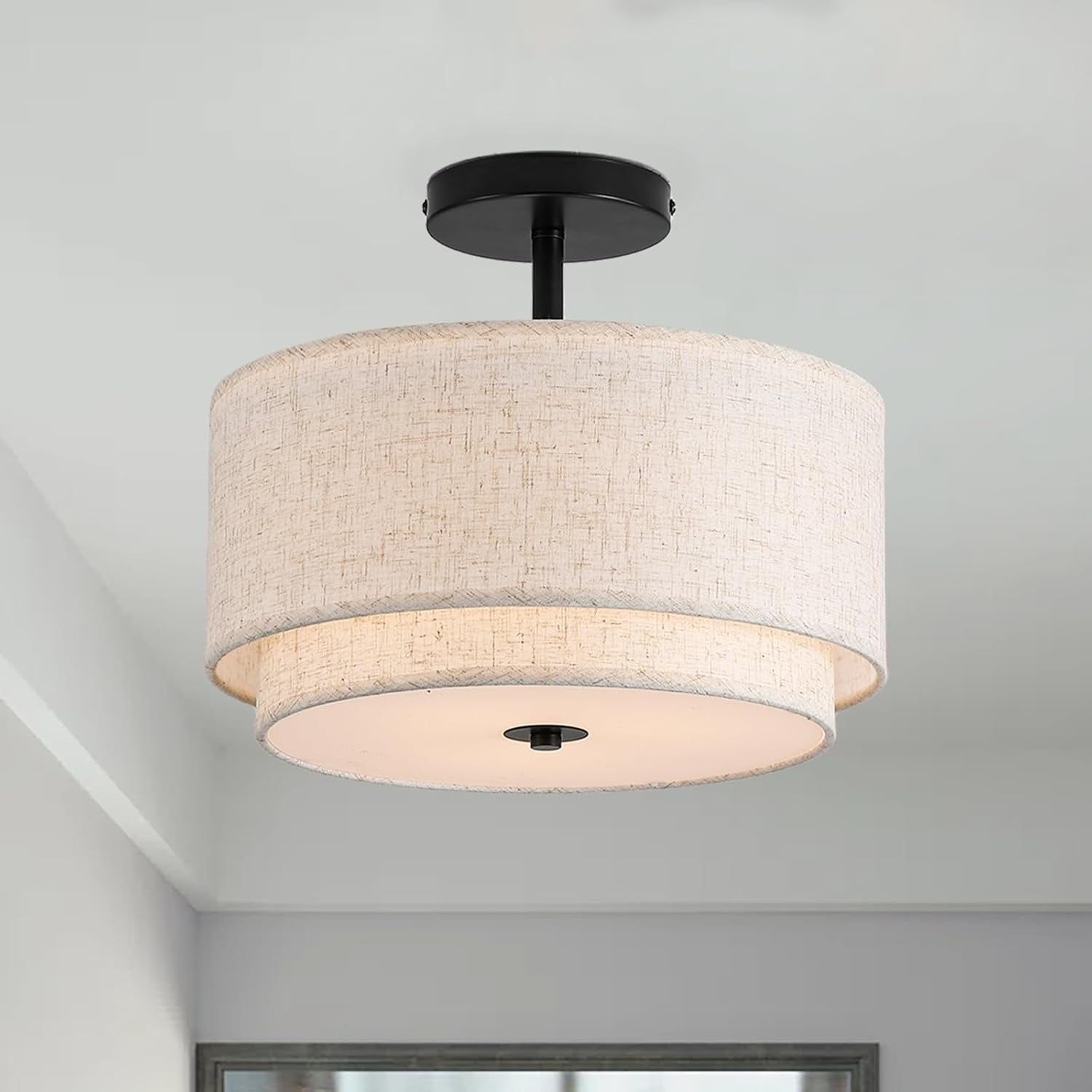 Shukong 12.6inch Flush Mount Ceiling Light Fixture,3-Light Modern Close ...
