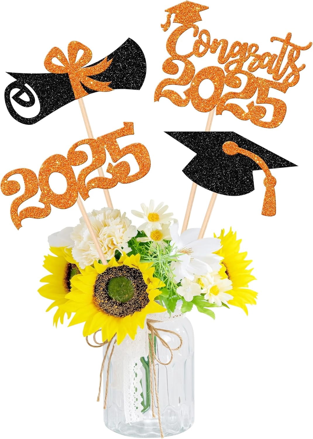 Shukong 12 PCS Double Sided 2025 Graduation Party Centerpiece Sticks ...