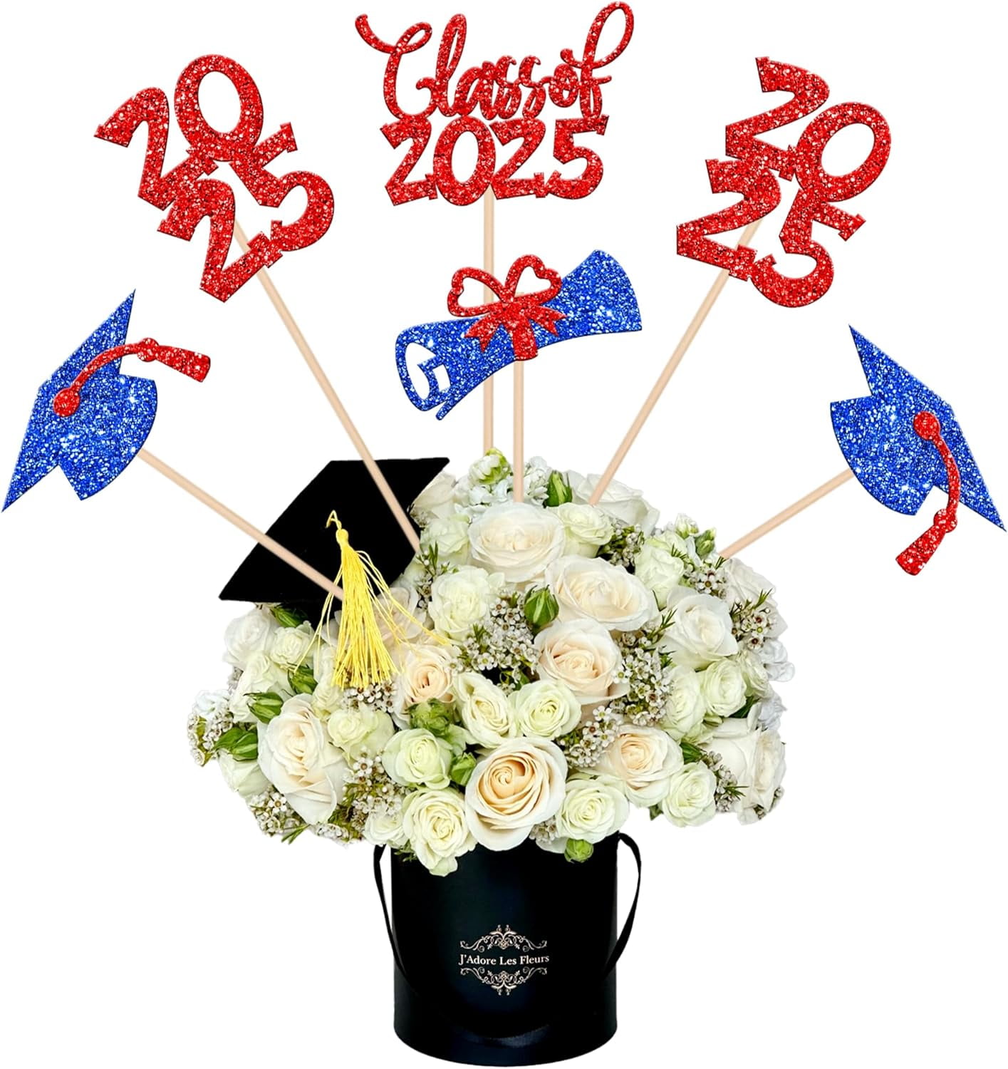 Shukong 12 PCS Double Sided Glitter Class of 2025 Graduation Party ...