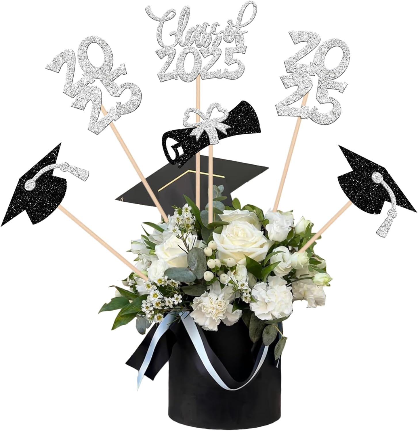 Shukong 12 PCS Double Sided Glitter Class of 2025 Graduation Party ...