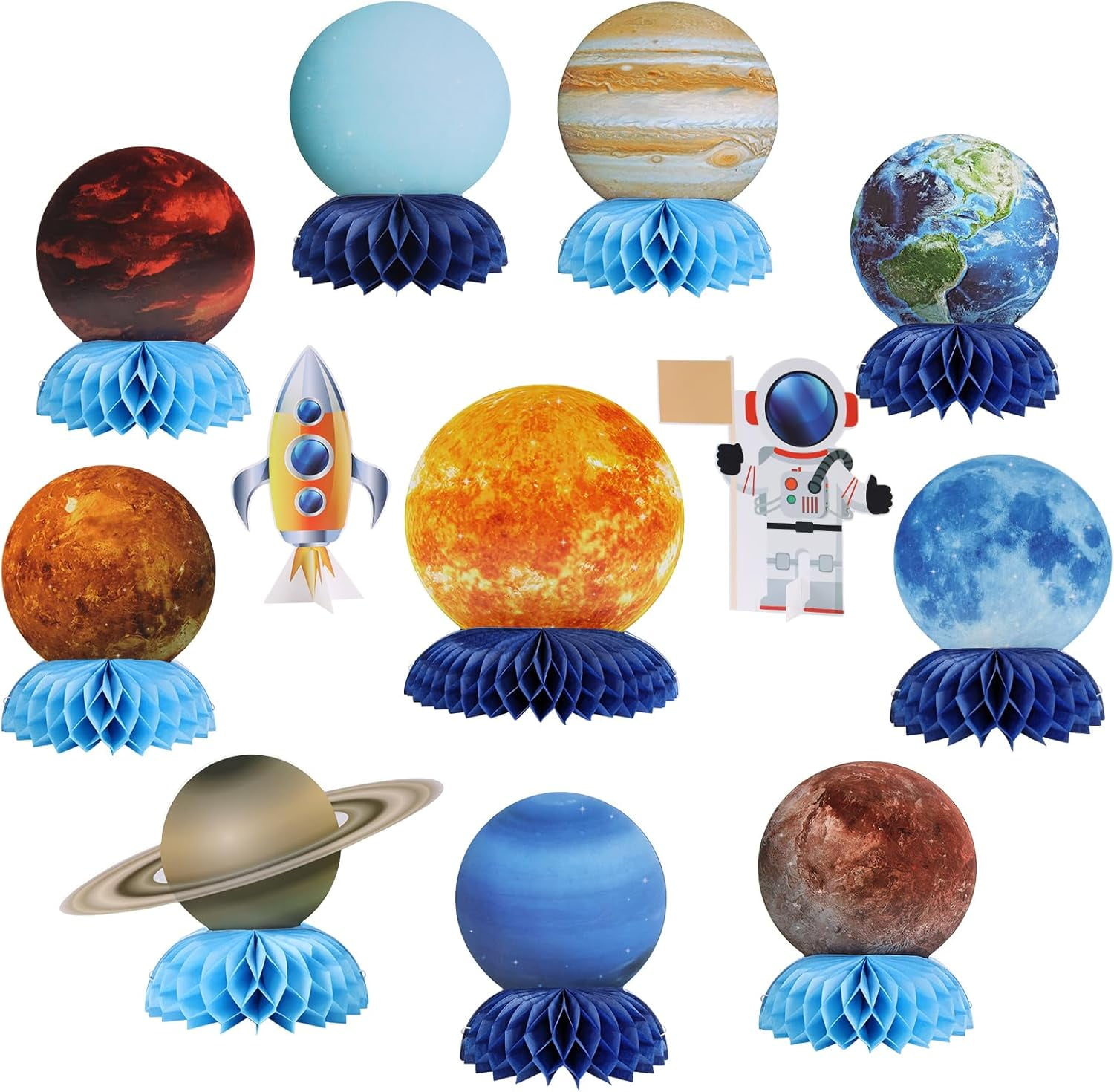Shukong 12 PCS Solar System Theme Honeycomb Centerpieces for Table Tor ...
