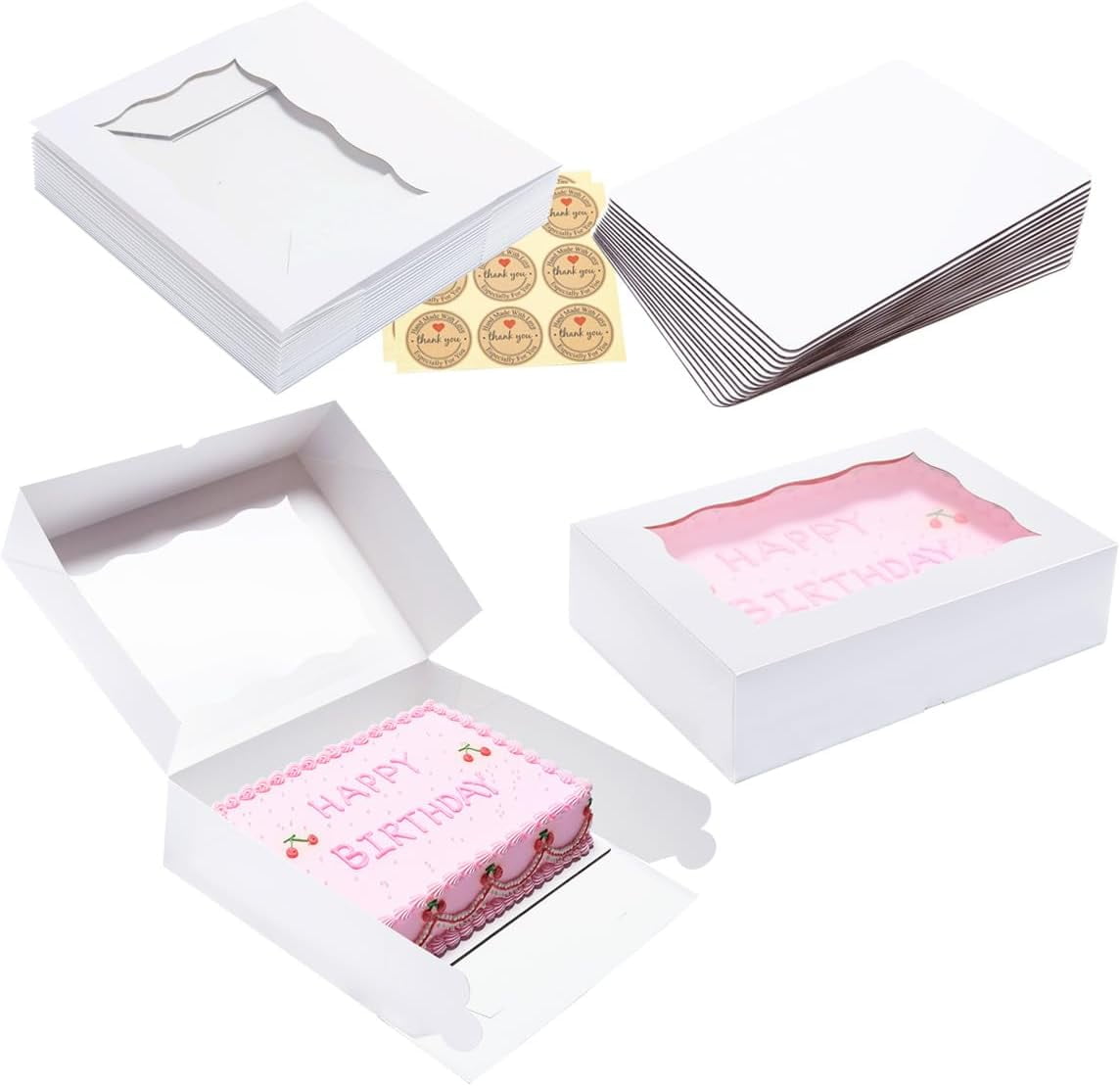 Shukong 15 Pack 14x10x3.75 Inch Auto-Popup Large Rectangle Cake Boxes ...