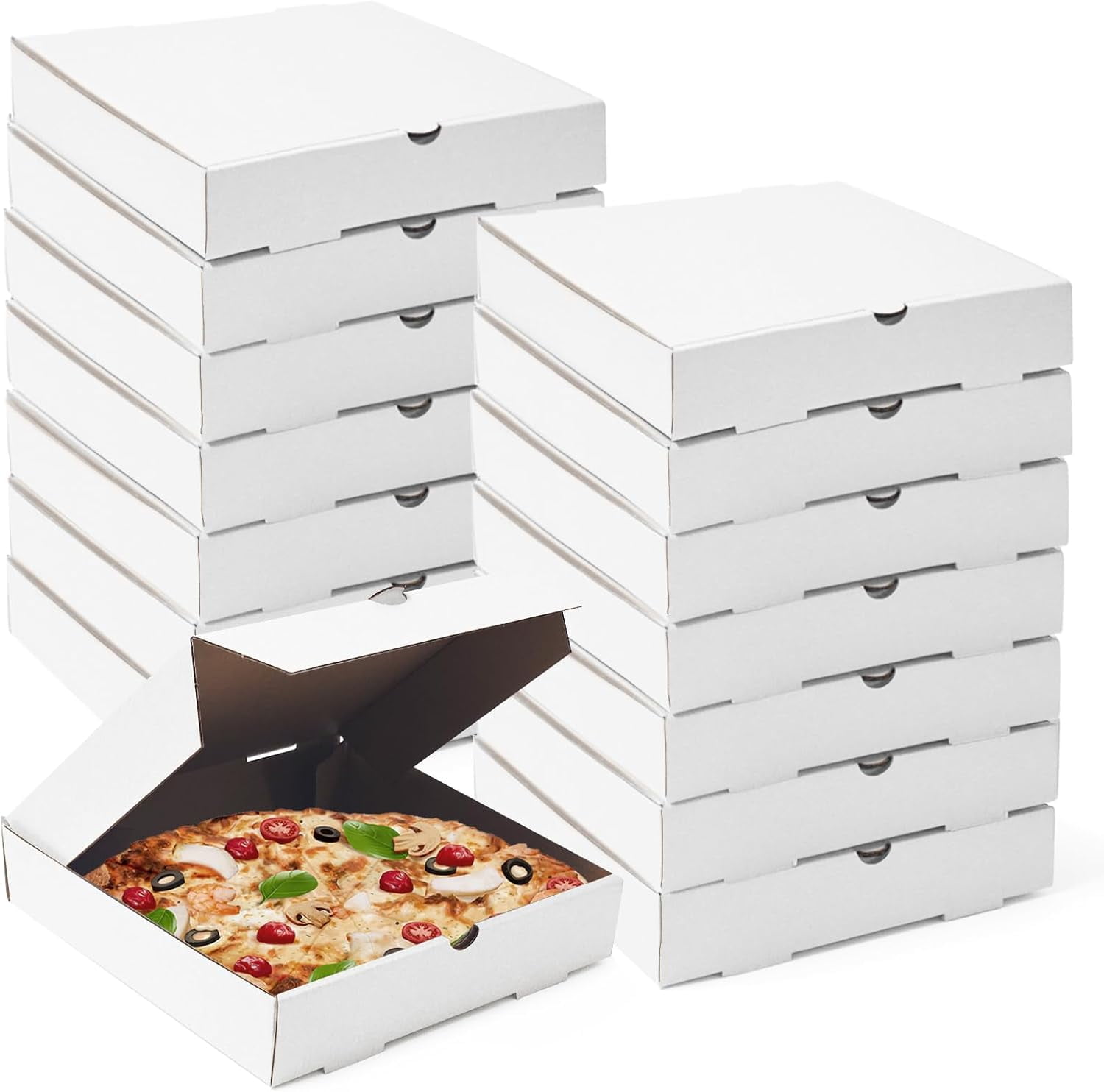 Shukong 15 Pcs Cardboard Pizza Box 8.4 x 8.4 x 1.7 Inch White Kraft ...